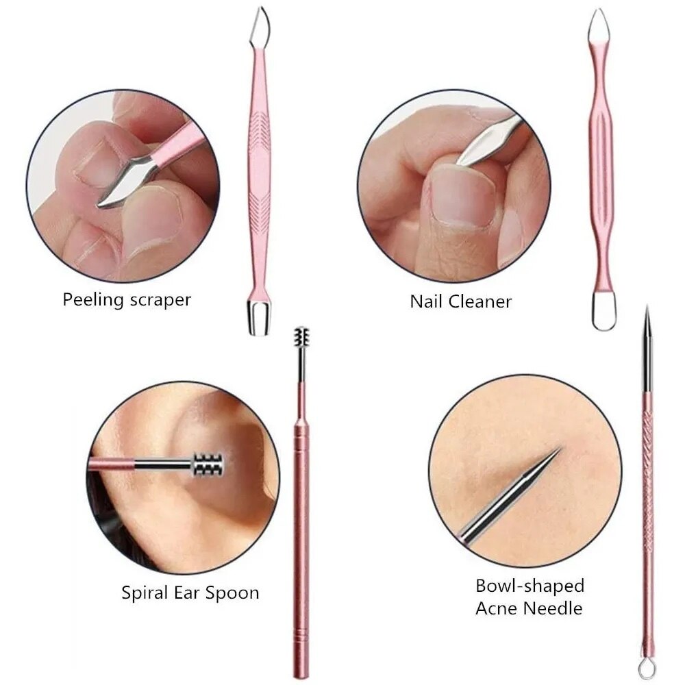 Trusa profesionala de manichiura si pedichiura, Cracos, 16 piese, culoare roz - eMAG.ro