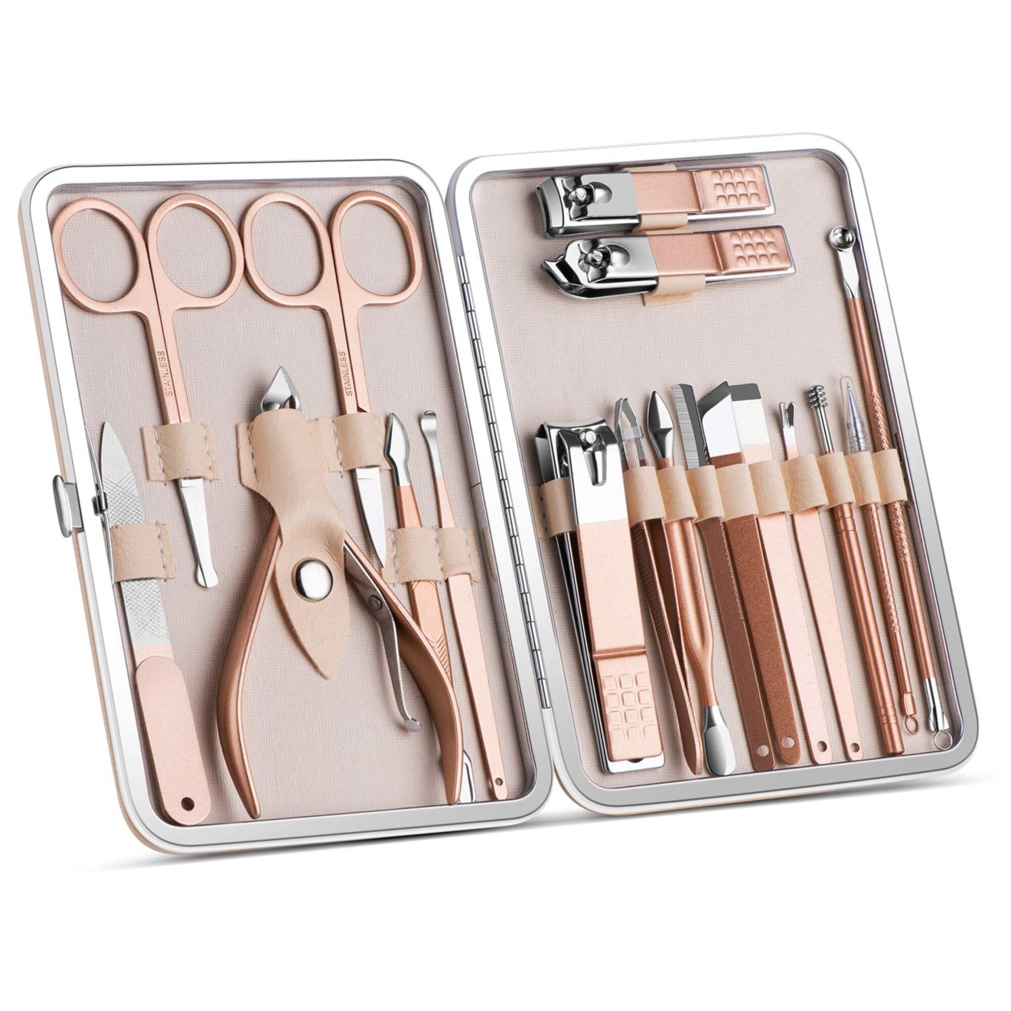 Trusa profesionala de manichiura si pedichiura, Cracos, 16 piese, culoare roz - eMAG.ro