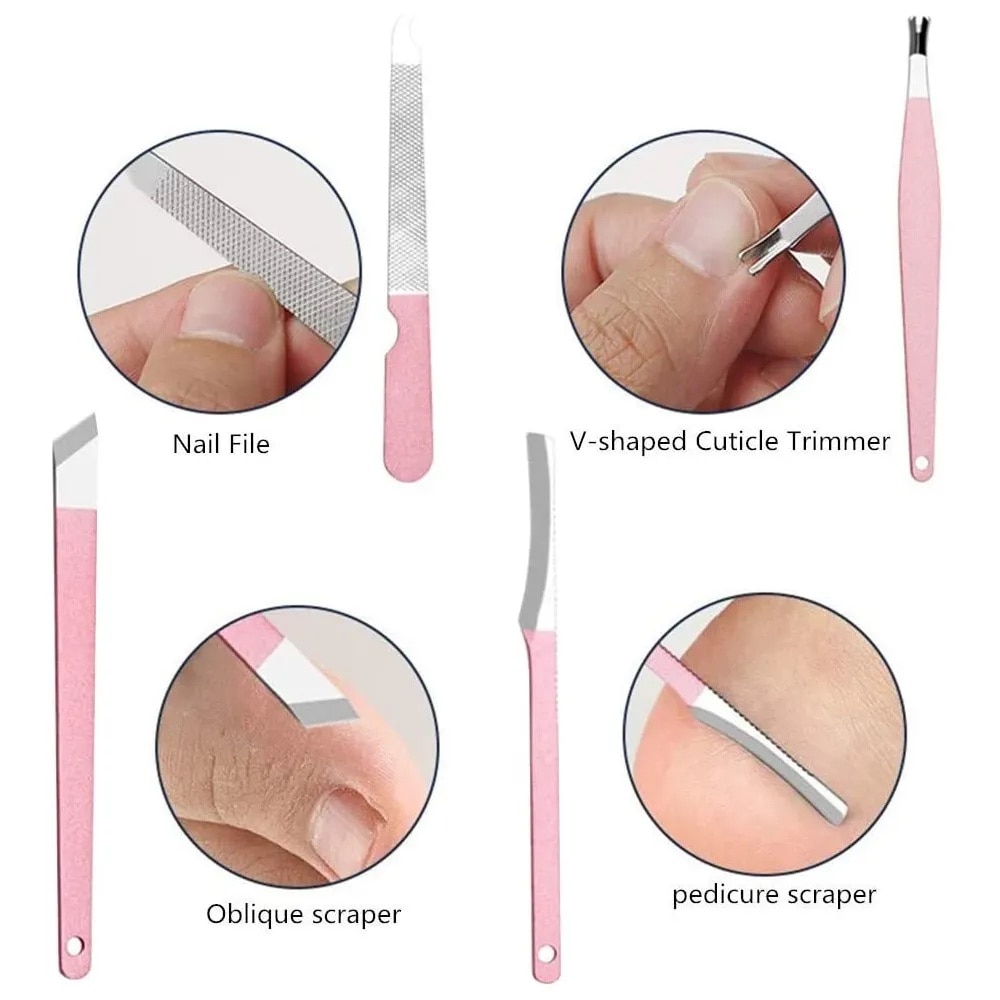 Trusa profesionala de manichiura si pedichiura, Cracos, 16 piese, culoare roz - eMAG.ro