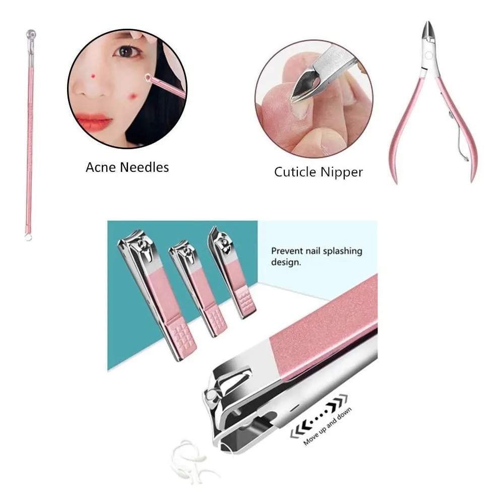 Професионален комплект за маникюр и педикюр Cracos 16 броя розов цвят Emag Bg