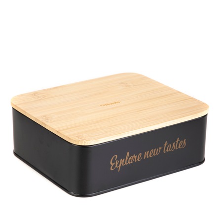 Recipient cu capac lemn negru 18x15x6 cm HOMLA - eMAG.ro