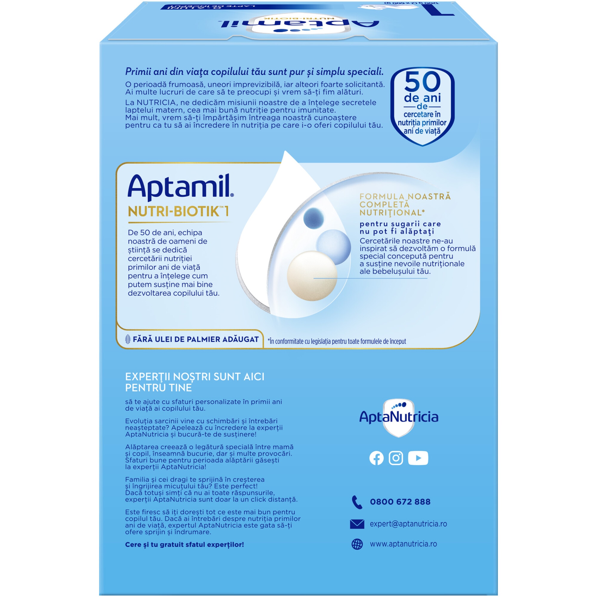 Lapte praf Aptamil NUTRI-BIOTIK 1, 1200 g, 0-6 luni, Nutricia - eMAG.ro