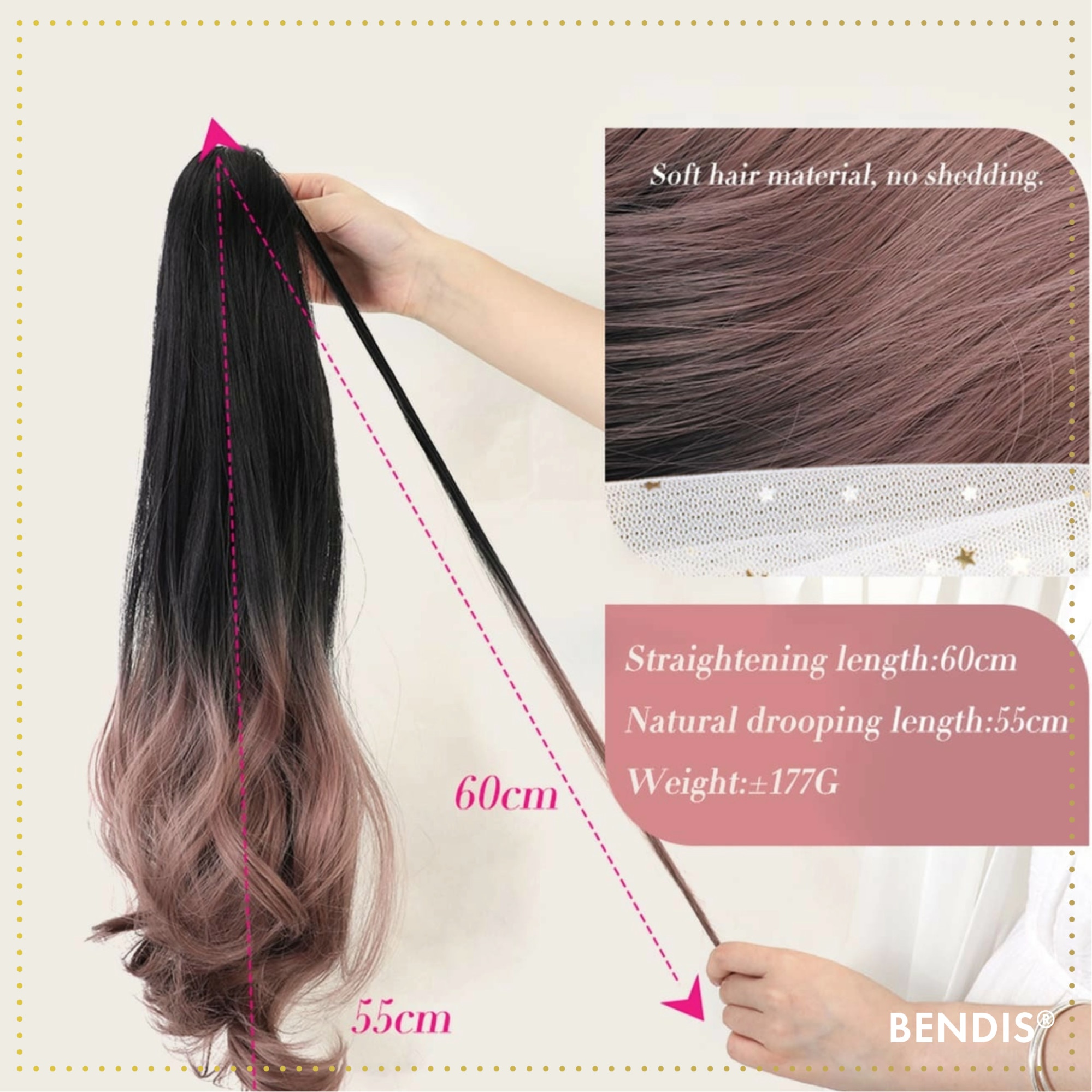 Extensie de par, coada de par tip ponytail dama, culoarea Ombre Negru ...