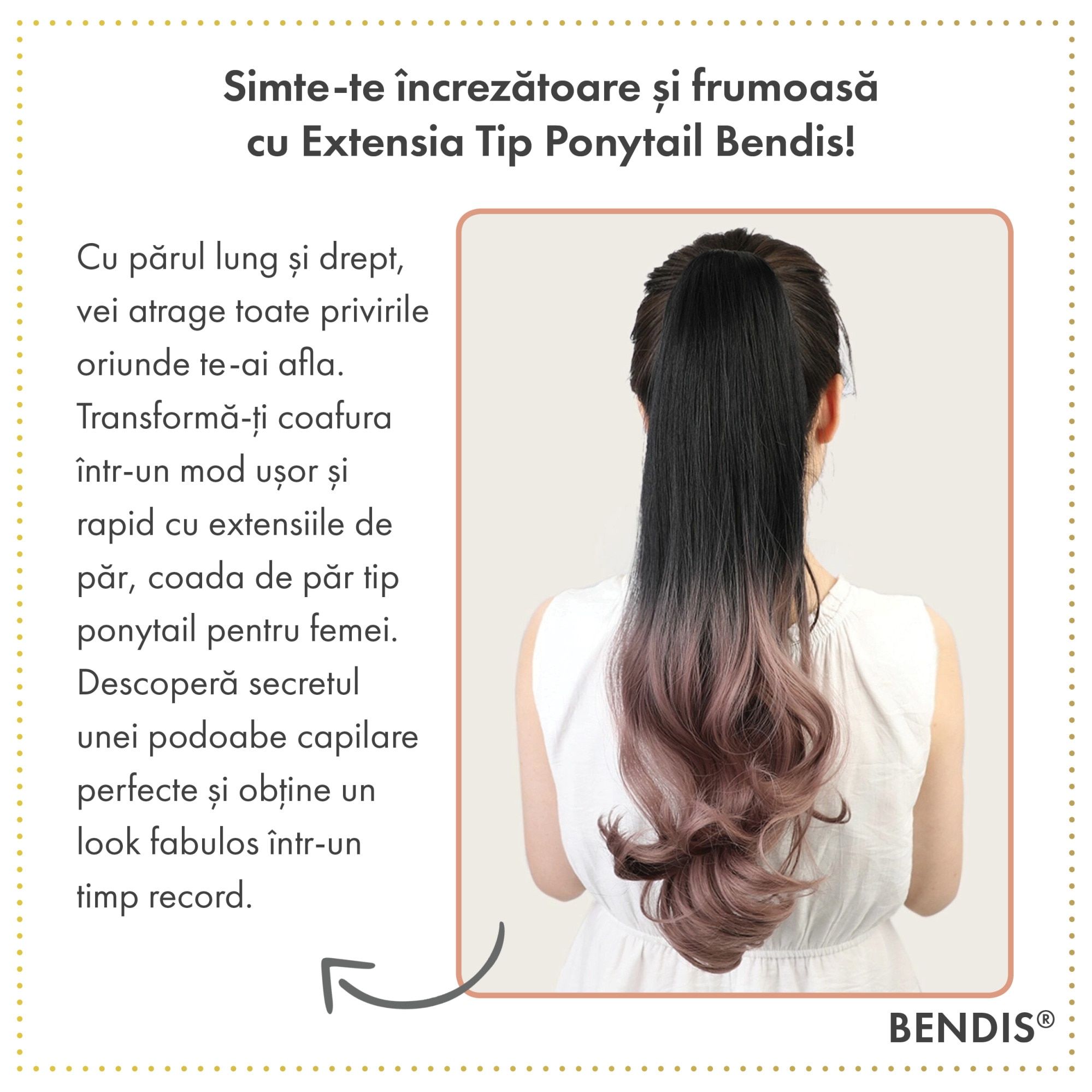 Extensie de par, coada de par tip ponytail dama, culoarea Ombre Negru ...