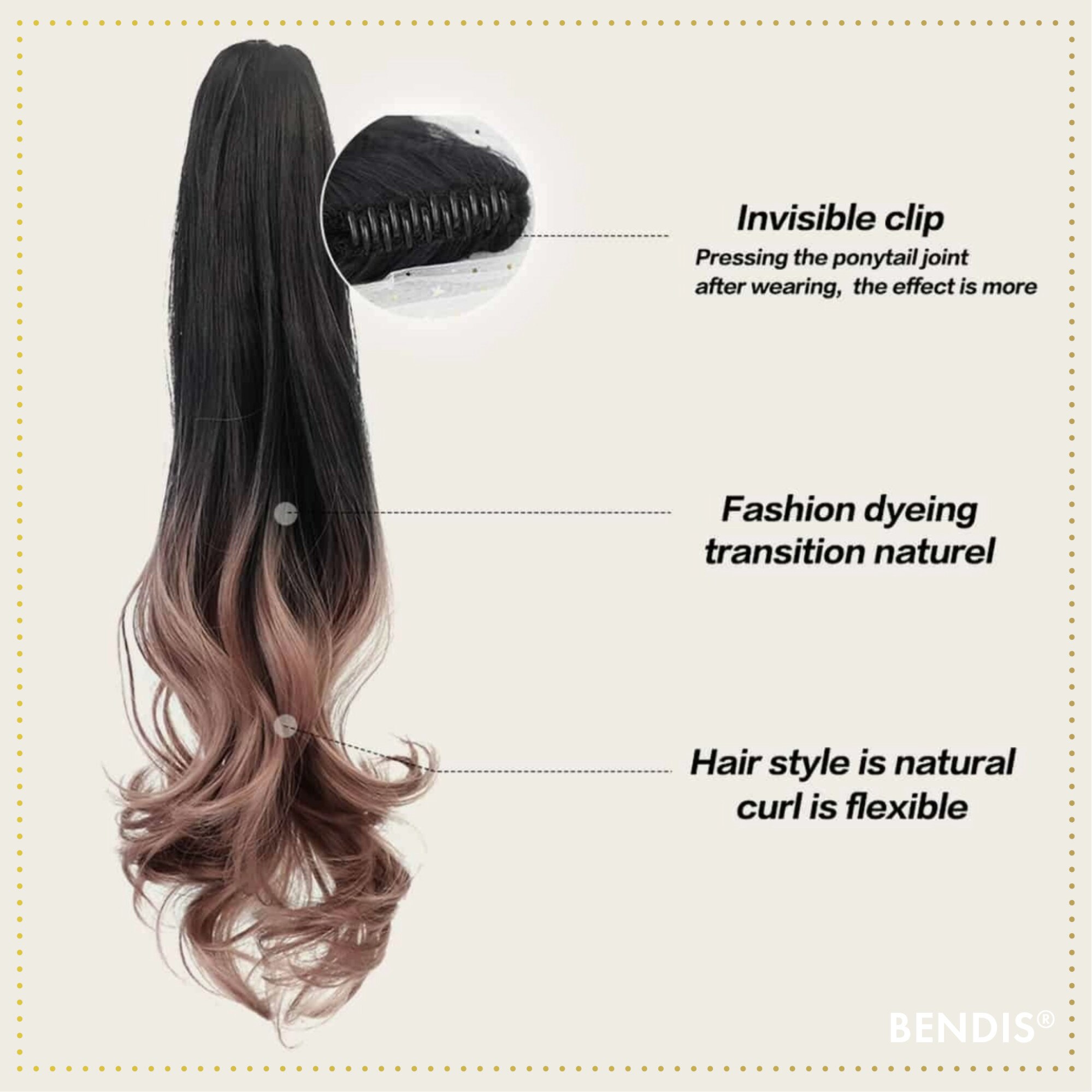Extensie de par, coada de par tip ponytail dama, culoarea Ombre Negru ...