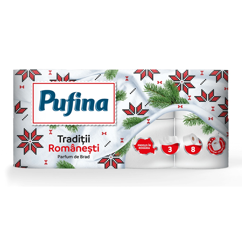 Hartie Igienica Pufina Traditii Romanesti Gama LUX 8 role 3 straturi ...