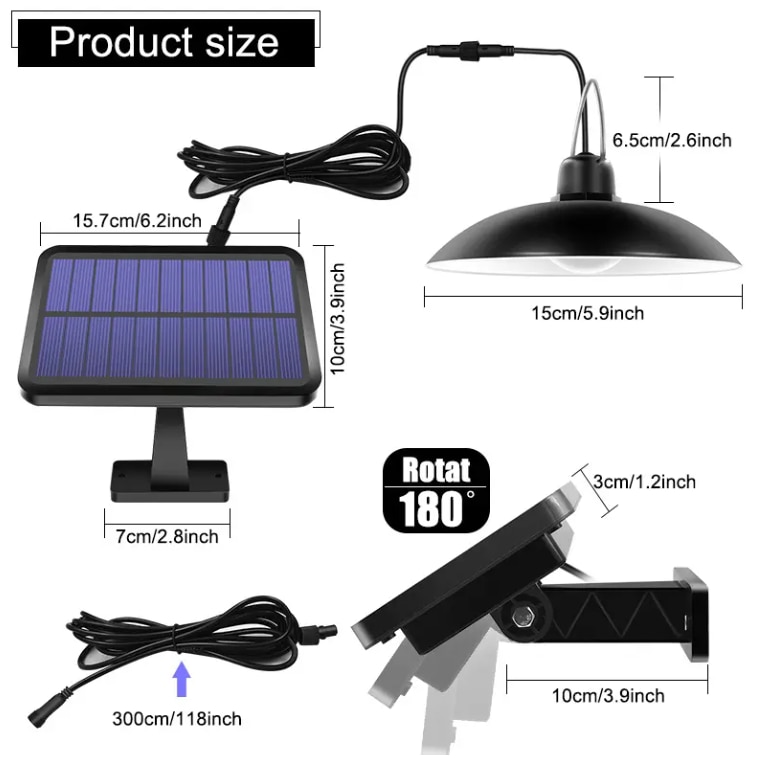 Set 2x Lampi cu bec LED si panou solar detasabil, 15W, telecomanda ...
