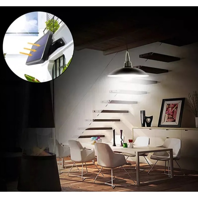Set 2x Lampi cu bec LED si panou solar detasabil, 15W, telecomanda ...