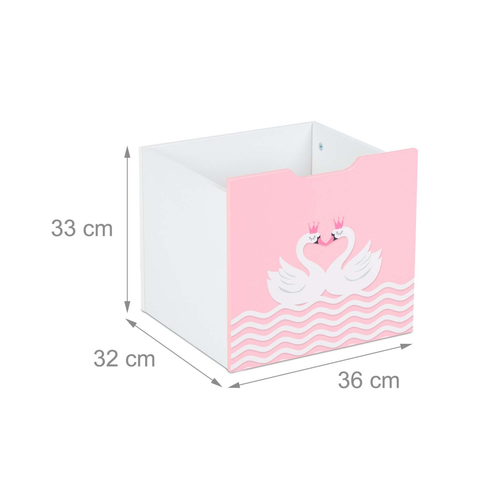 Dulap pentru copii, cu design lebede, 5 rafturi si 2 sertare detasabile ...