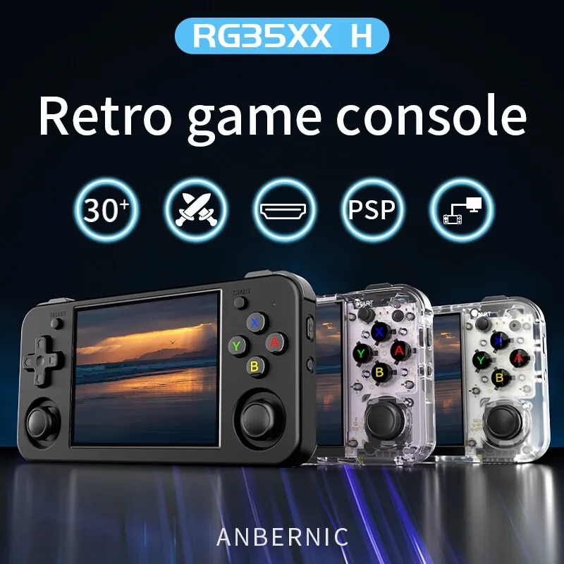 Consola retro ANBERNIC RG35XX H 128GB cu jocuri, quad core Cortex-A53 1 ...