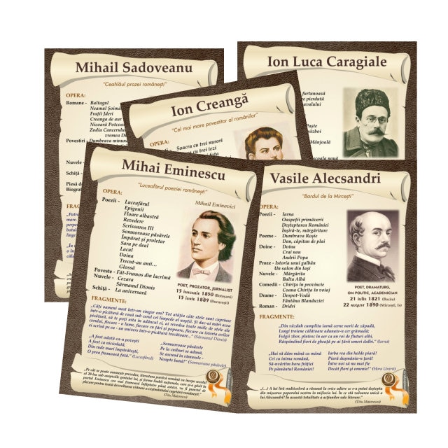 Set 60 Planse Scriitori romani, format A3 - eMAG.ro