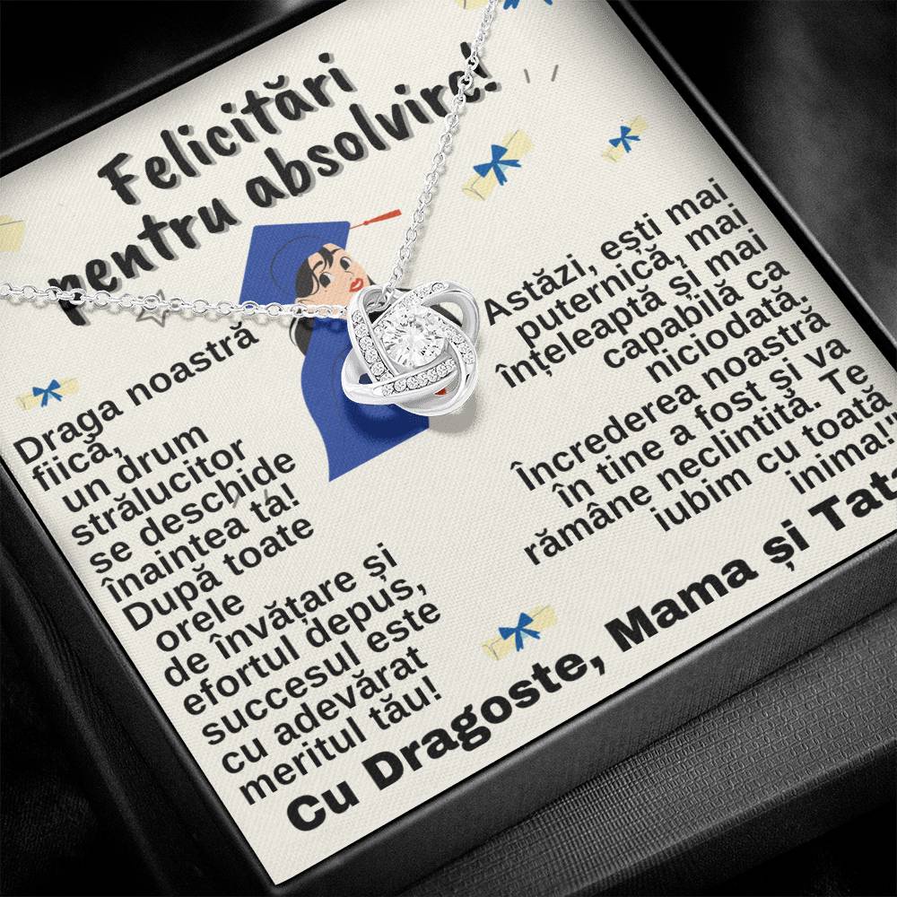Set Colier, Mesaj de Absolvire, din Argint 925 placat cu Aur Alb 14k ...