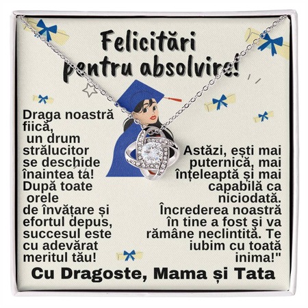 Set Colier, Mesaj de Absolvire, din Argint 925 placat cu Aur Alb 14k ...