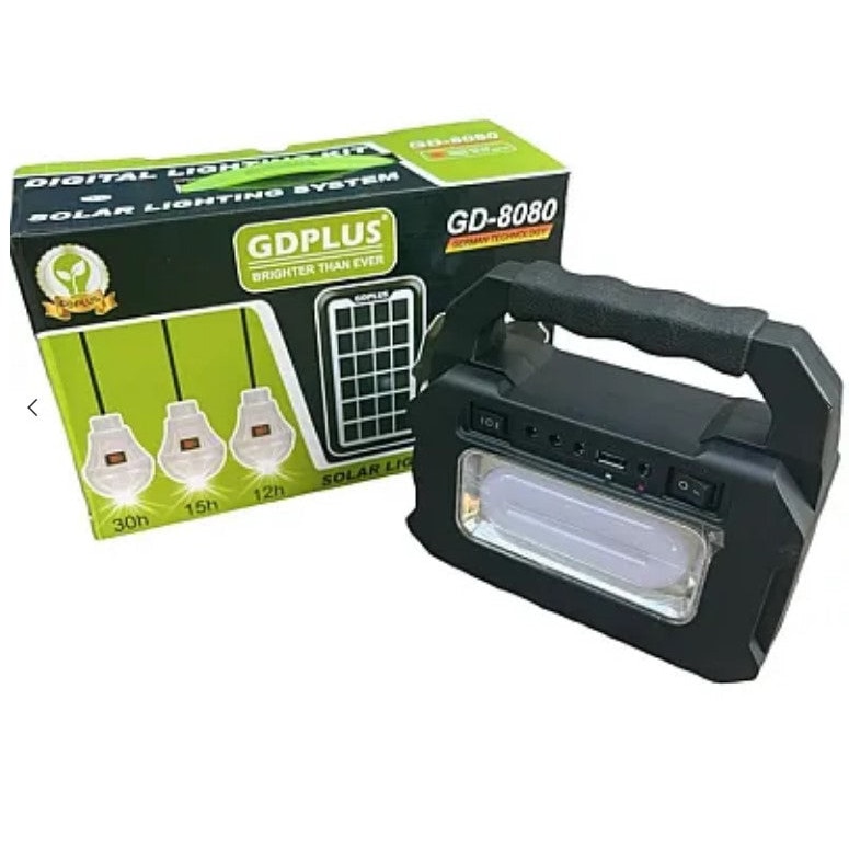 Kit Solar GDPlus GD-8080 portabil cu 3 becuri - eMAG.ro