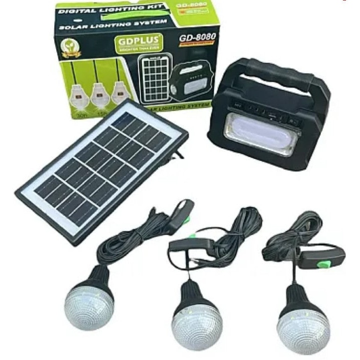 Kit Solar GDPlus GD-8080 portabil cu 3 becuri - eMAG.ro