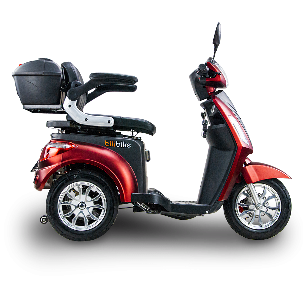 Triciclu electric BILI BIKE SHINO G2, reglabil, 25 km/h, LED, rosu ...