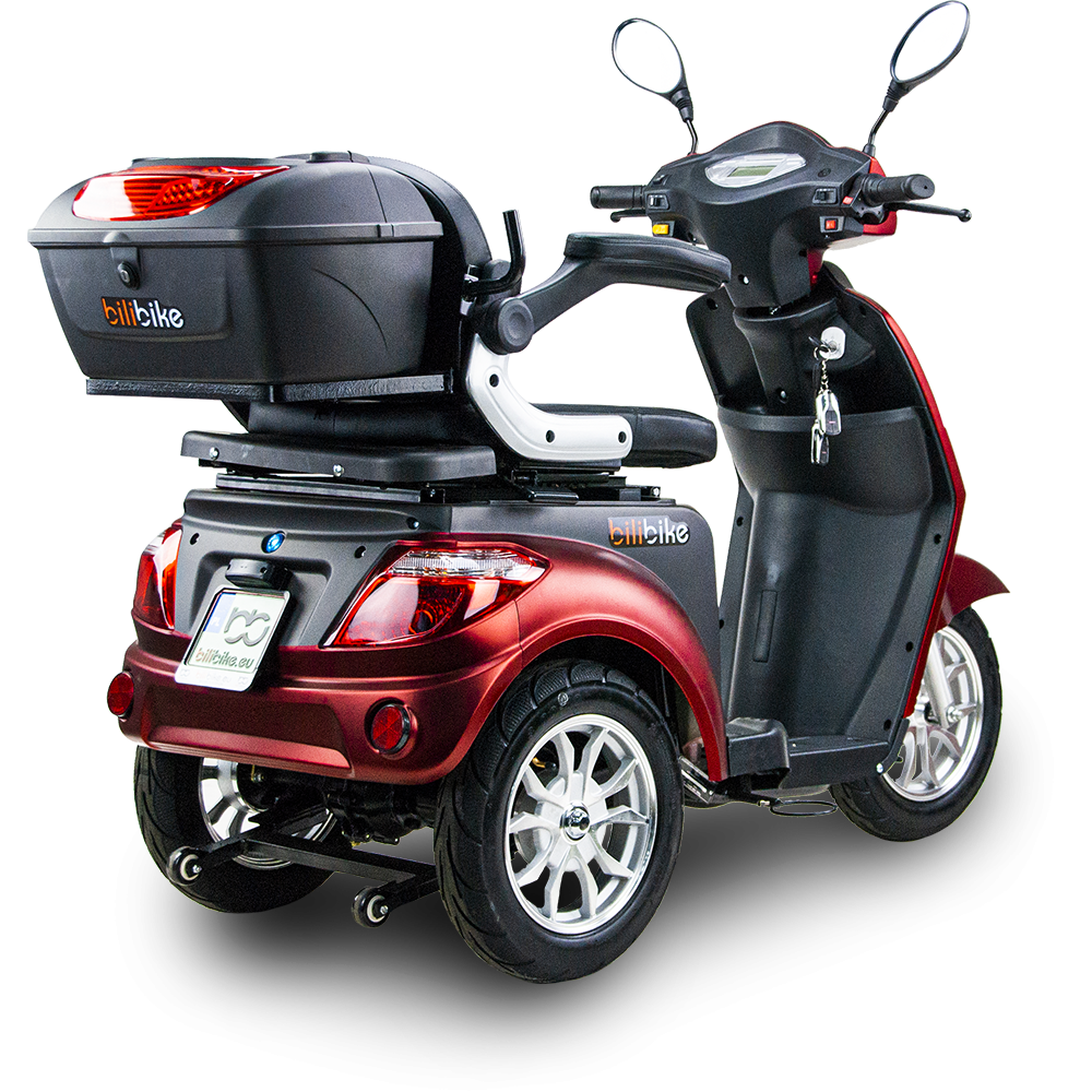 Triciclu electric BILI BIKE SHINO G2, reglabil, 25 km/h, LED, rosu ...