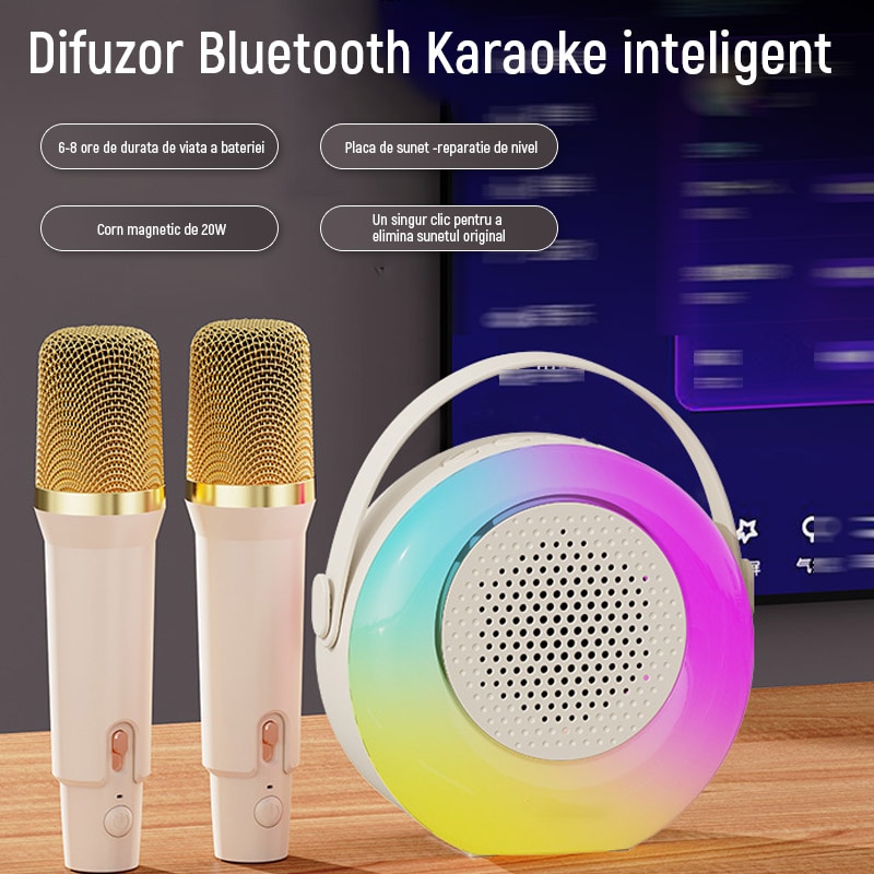 Set 2 Microfon Karaoke, cu boxa, copii si adulti, Bluetooth, Wireless ...
