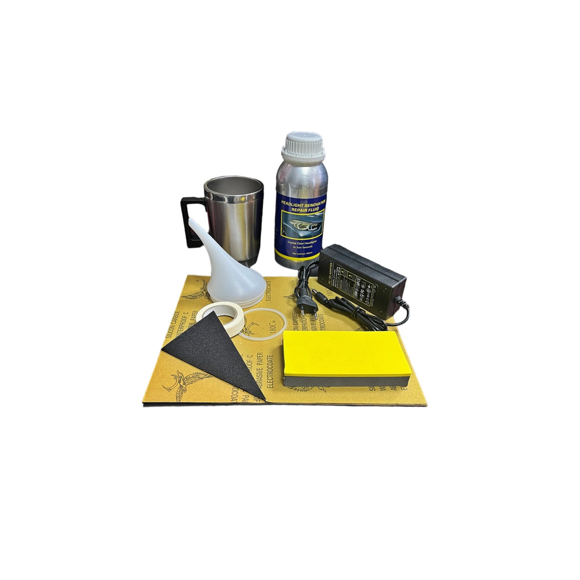 Kit restaurare pentru faruri cu cana aluminiu si solutie polimer 600ml ...