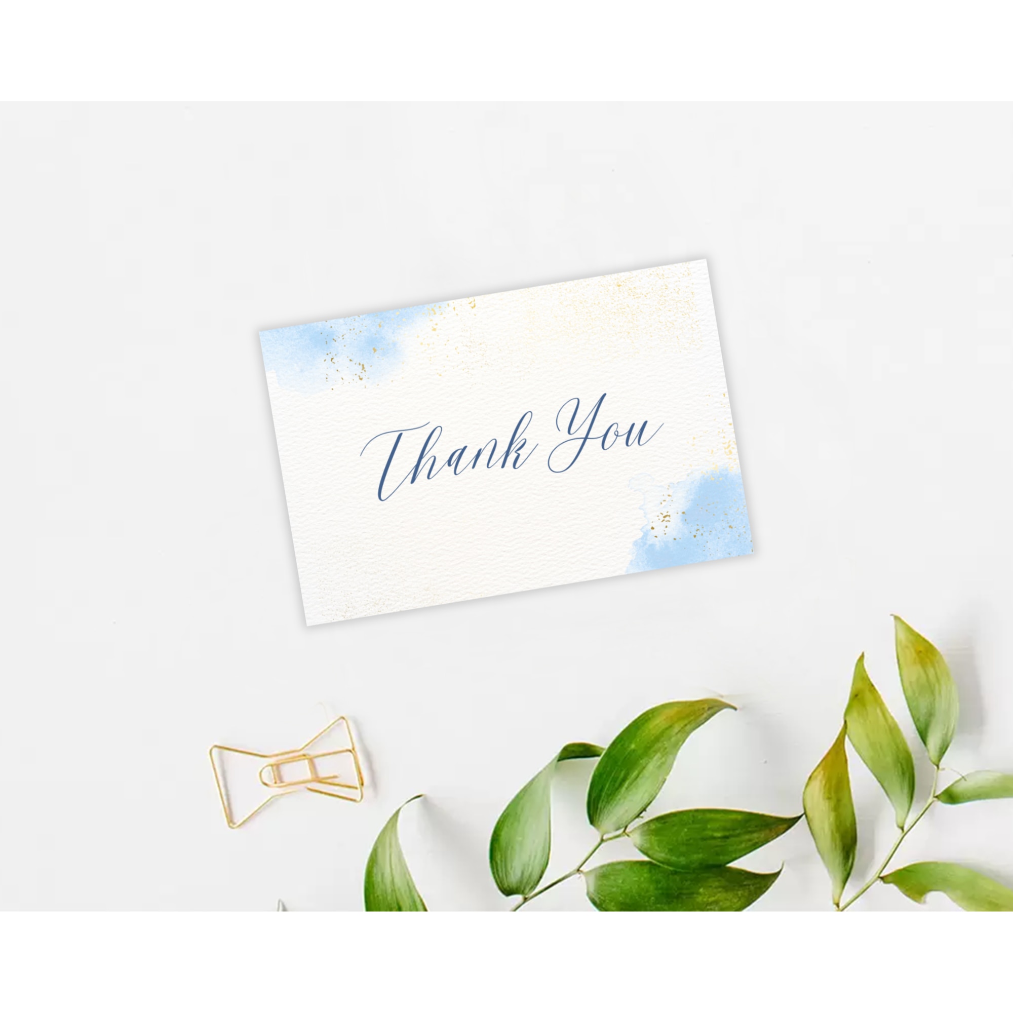 Set 60 de mini felicitari de multumire, Thank You, albastru, dimensiune ...