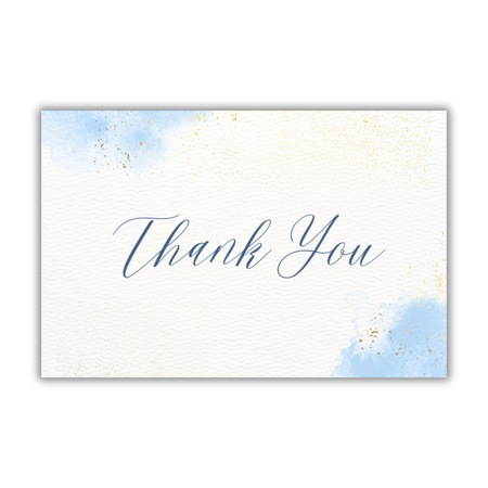 Set 20 de mini felicitari de multumire, Thank You, albastru, dimensiune ...