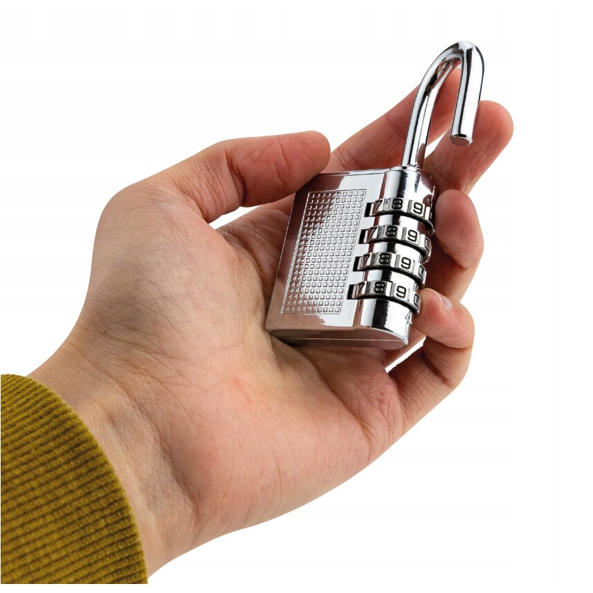 Lacat din metal cu cifru, Zola®, cod unic din 4 cifre, metal, 79x41 mm, argintiu - eMAG.ro