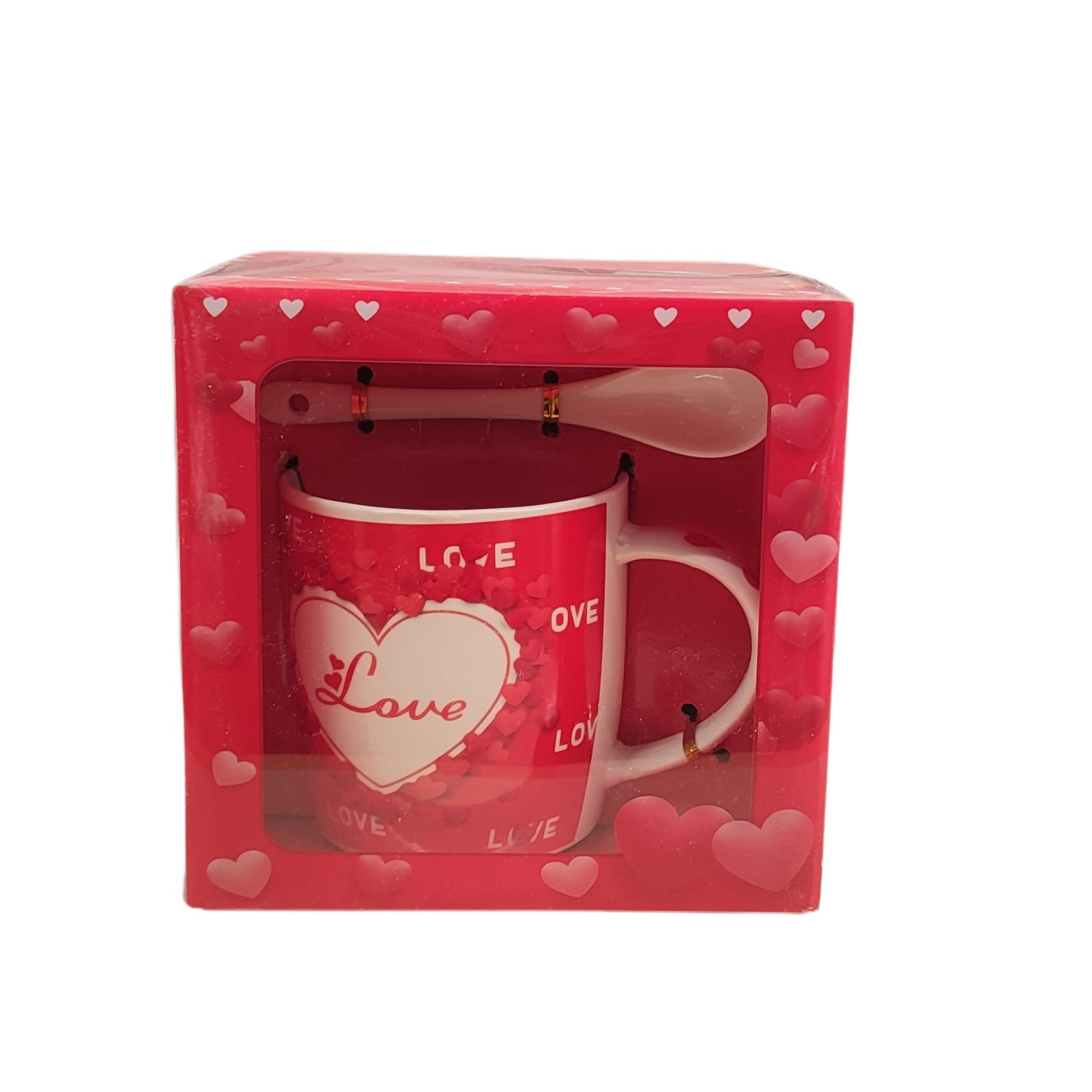 Set cana , 350ml, cu lingurita inima alba si mesaj LOVE - eMAG.ro
