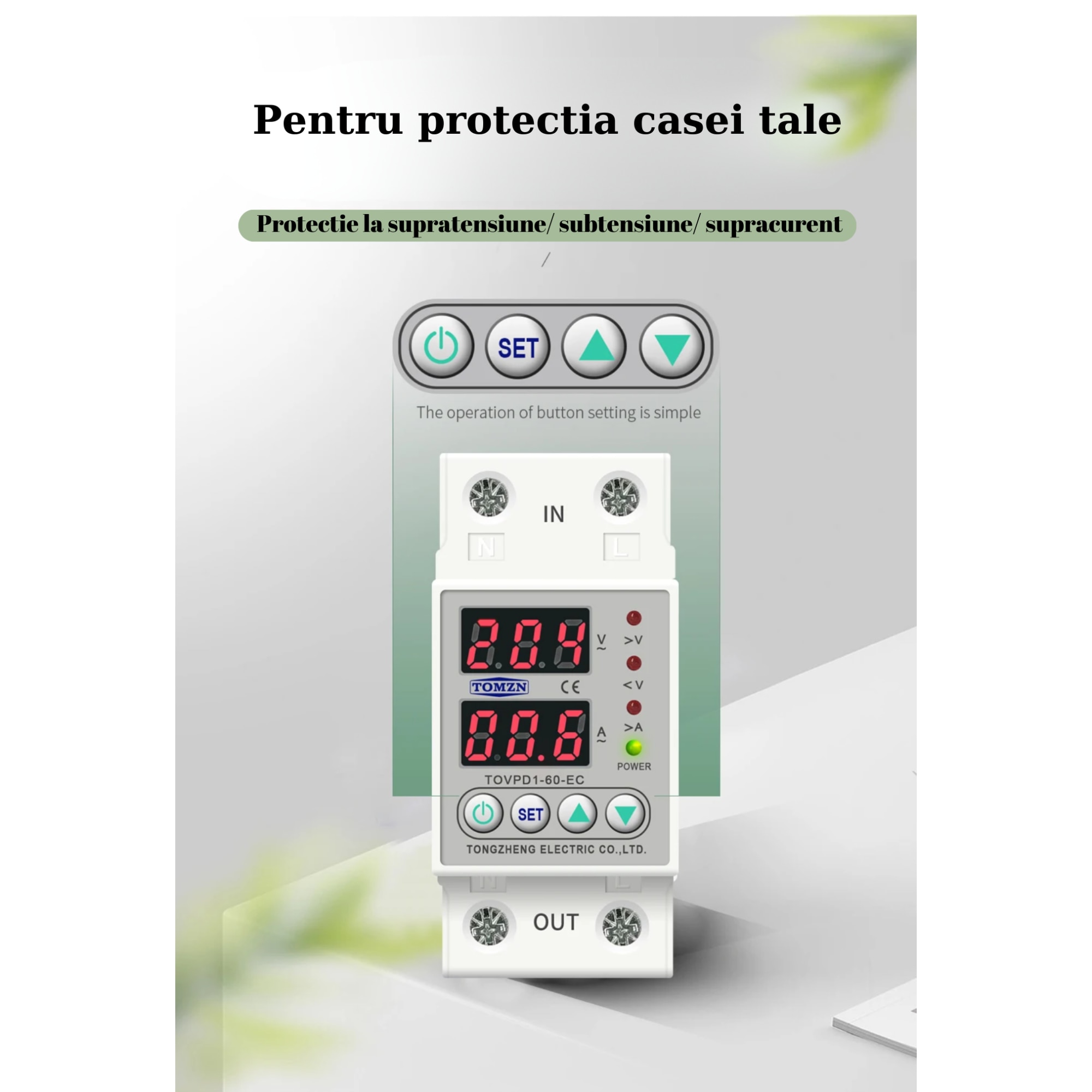 Releu de protectie supratensiune si suprasarcina monofazat 220v, reglabil si digital, recuperare ...