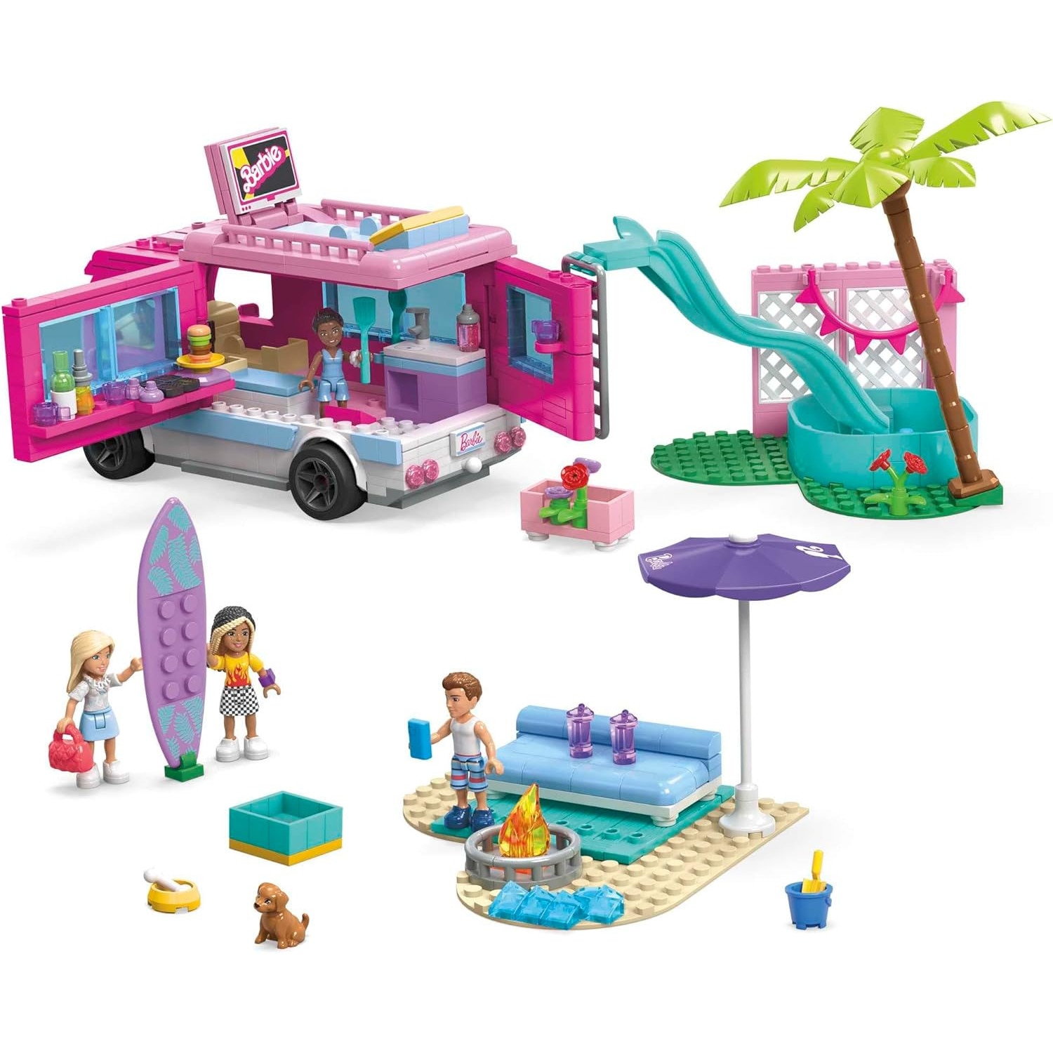 Set de constructie Barbie, Mega Blocks, Plastic, 580 piese, Multicolor ...