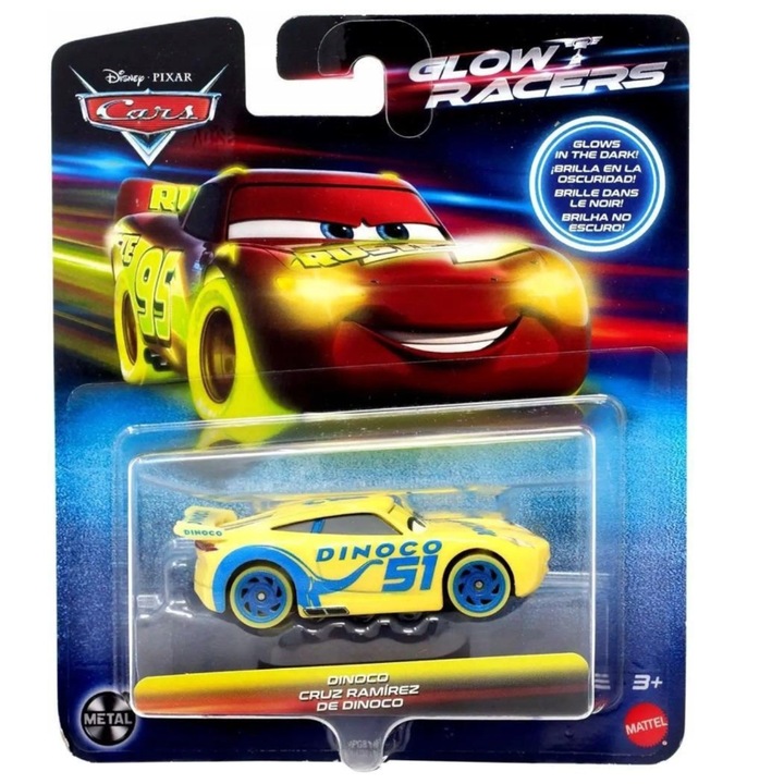 Masinuta Disney Cars, Mattel, Metal, Glow Racers, Multicolor - eMAG.ro