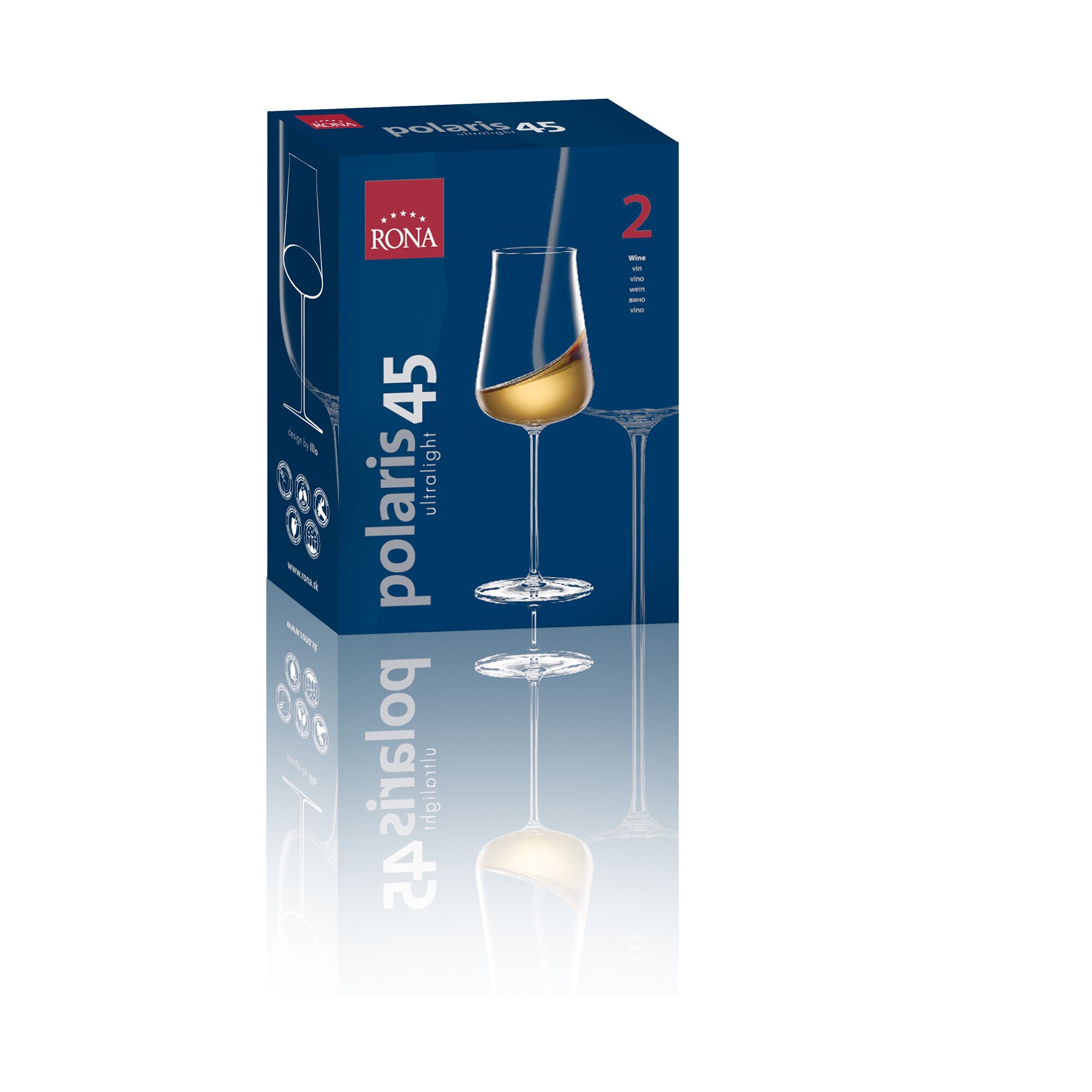 Pahar de vin Rona POLARIS, Set 2, 450 ml, transparent - eMAG.ro