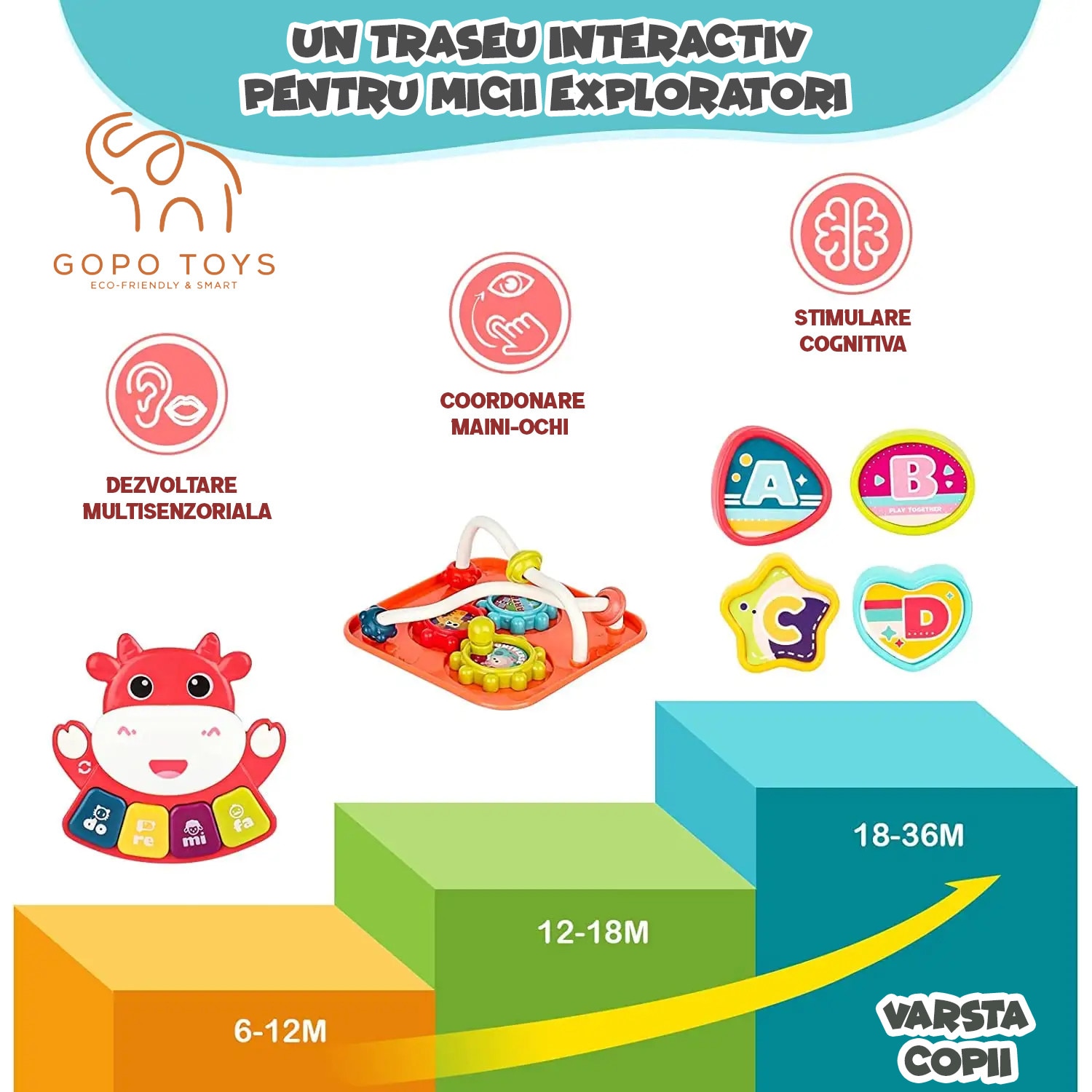 Jucarie Educativa Senzoriala Montessori Pentru Copii - Cub Interactiv ...