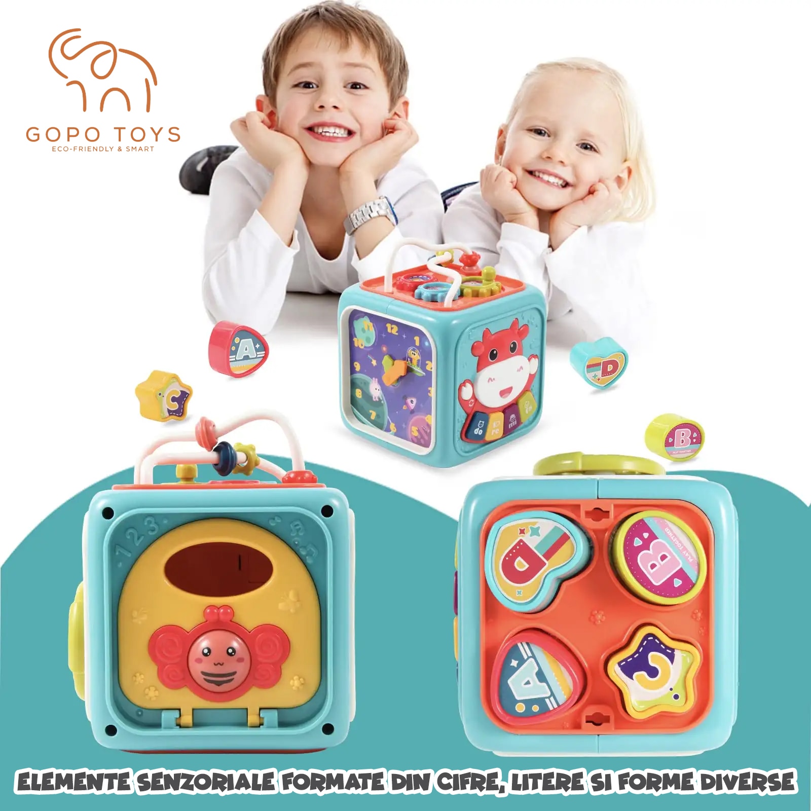 Jucarie Educativa Senzoriala Montessori Pentru Copii - Cub Interactiv ...