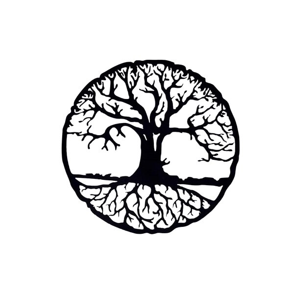 Decoratiune perete Copacul vietii, metal, negru, 45x45 cm - eMAG.ro