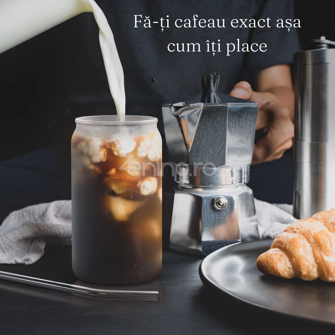 Set 4 Pahare cu Pai, pentru Bauturi Calde si Reci, Model Tip Doza ...