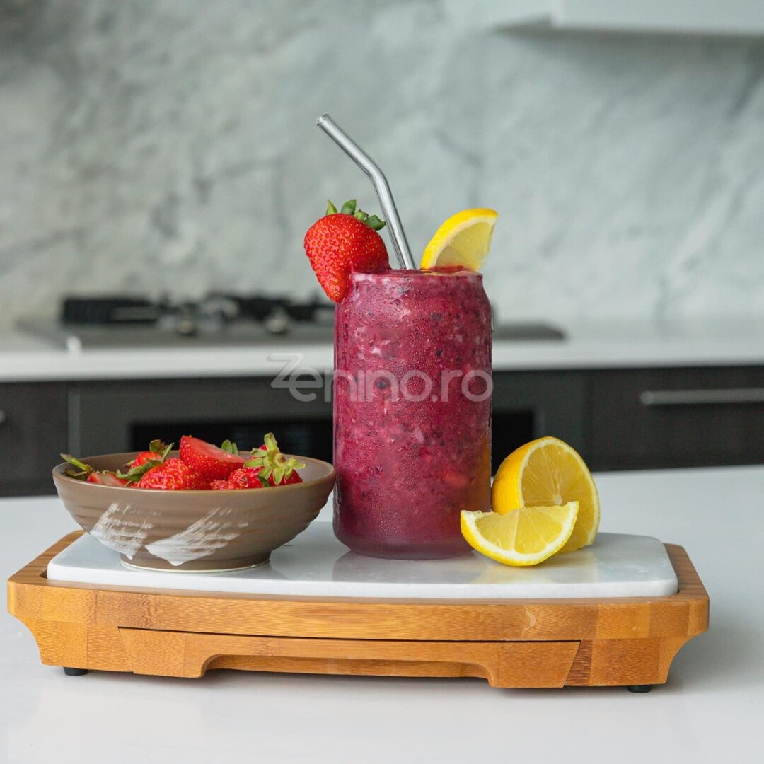 Set 4 Pahare cu Pai, pentru Bauturi Calde si Reci, Model Tip Doza ...