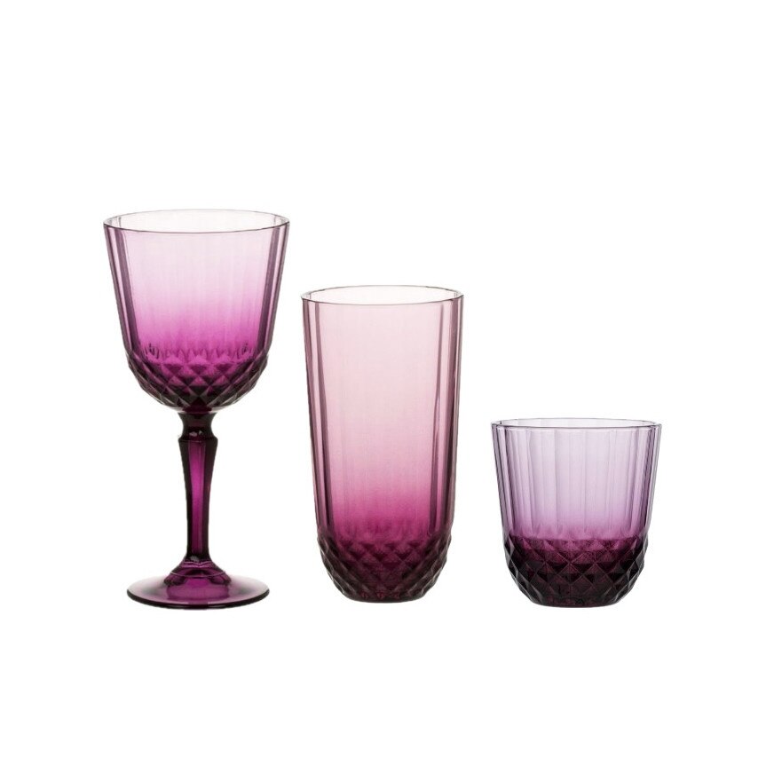 Set 18 pahare, din sticla mov, model reliefat - eMAG.ro