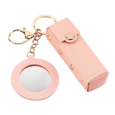 Breloc portofel pentru ruj si oglinda, pentru chei si genti, Roz - eMAG.ro