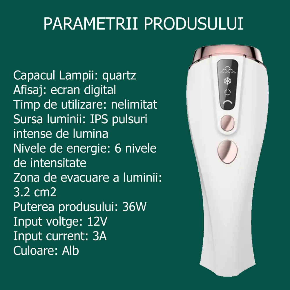 Epilator IPL cu punct de racire, 999.999 impulsuri cu 6 trepte de ...