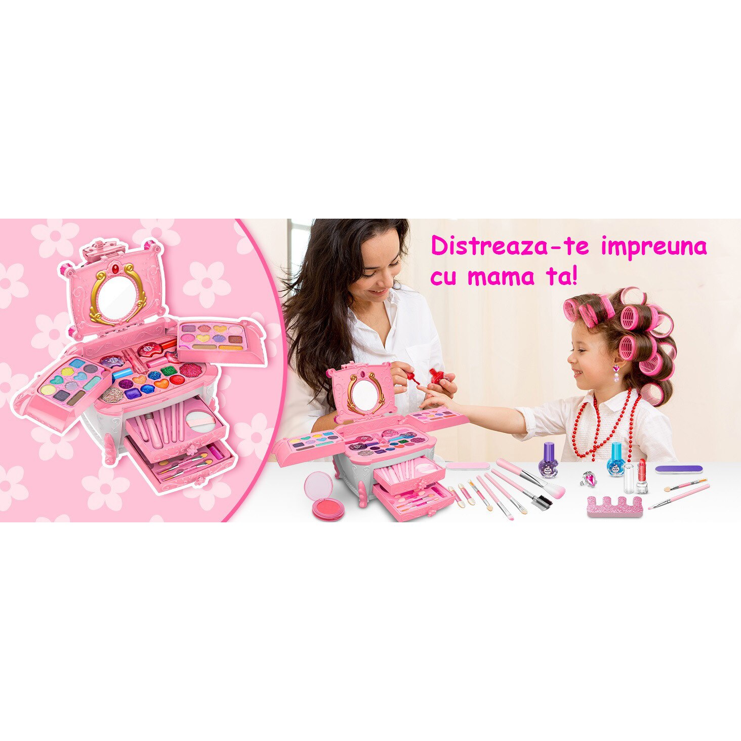 Trusa de machiaj pentru copii WePro Store, solubile in apa, luciu de ...