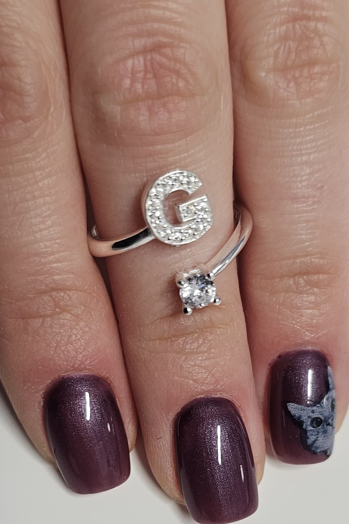 Inel reglabil cu initiala G din argint 925 - eMAG.ro