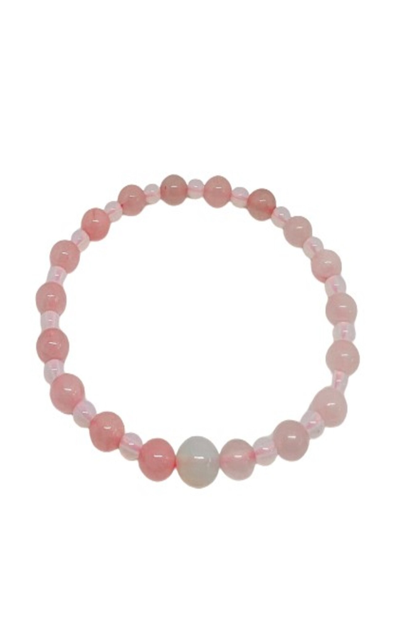 Bratara din pietre naturale semipretioase cuart roz si opal hand made ...