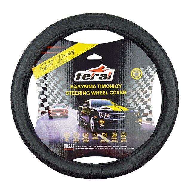 Husa volan auto, FERAL, Piele, 38 cm, Negru - eMAG.ro