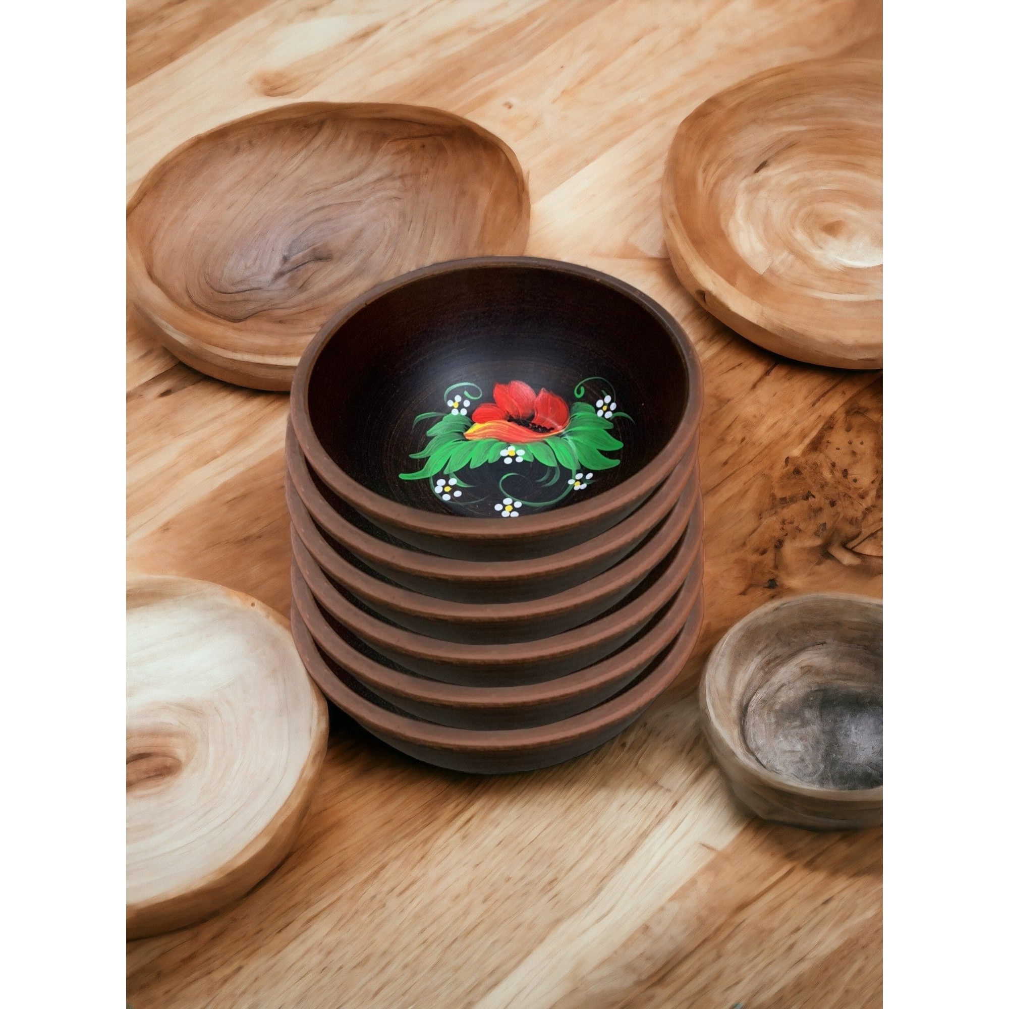 Set 6 castroane Lut rosu Angob pictate manual 900 ml - eMAG.ro