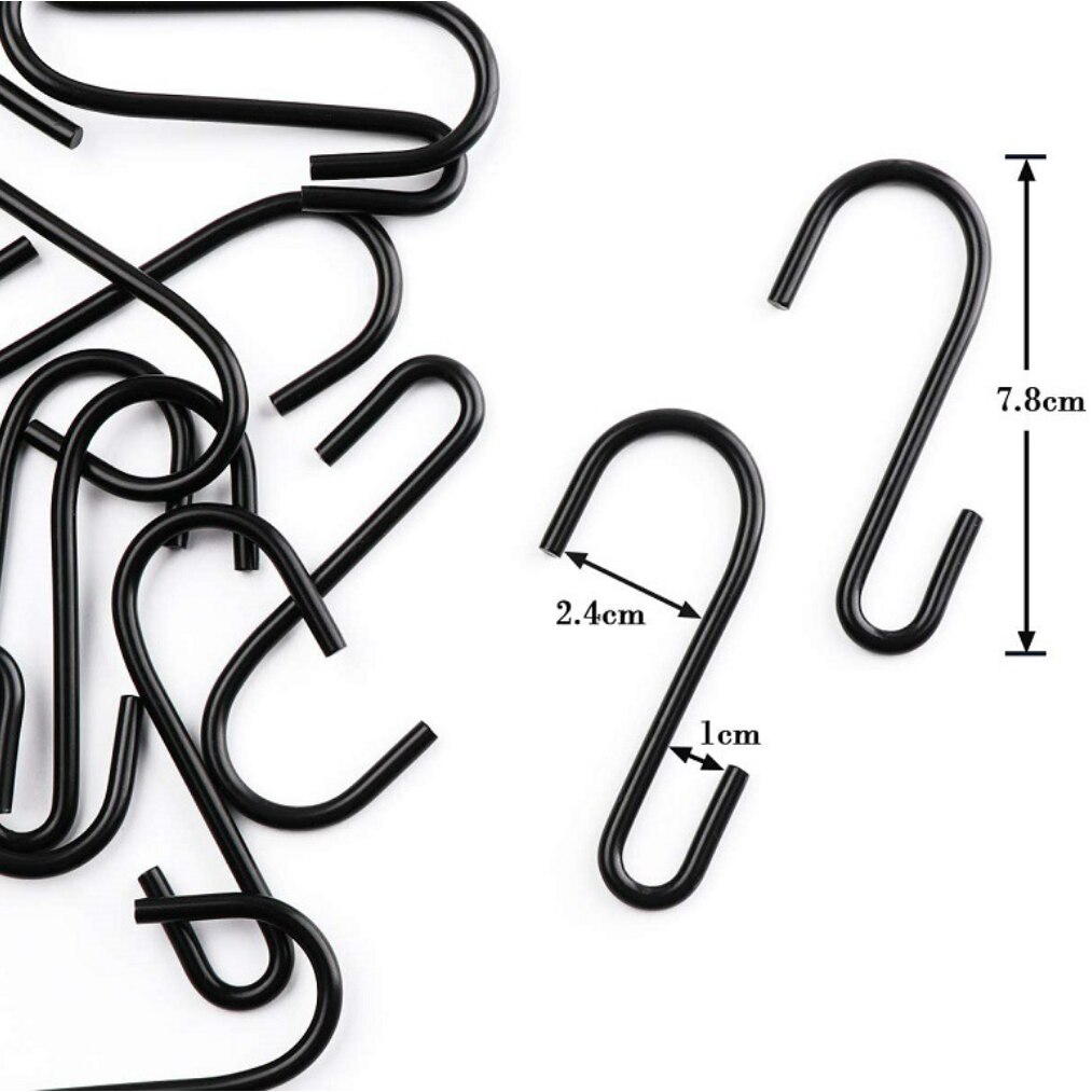 Set 10 carlige in forma de S, Sunmostar, Metal, Negru, 78x24 mm - eMAG.ro