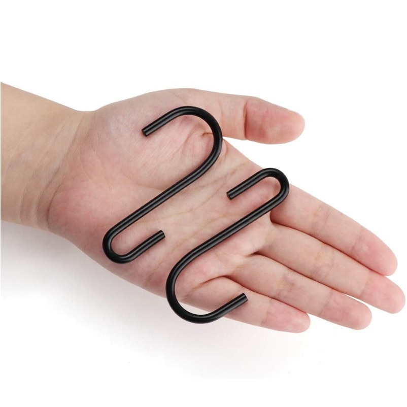Set 10 carlige in forma de S, Sunmostar, Metal, Negru, 78x24 mm - eMAG.ro