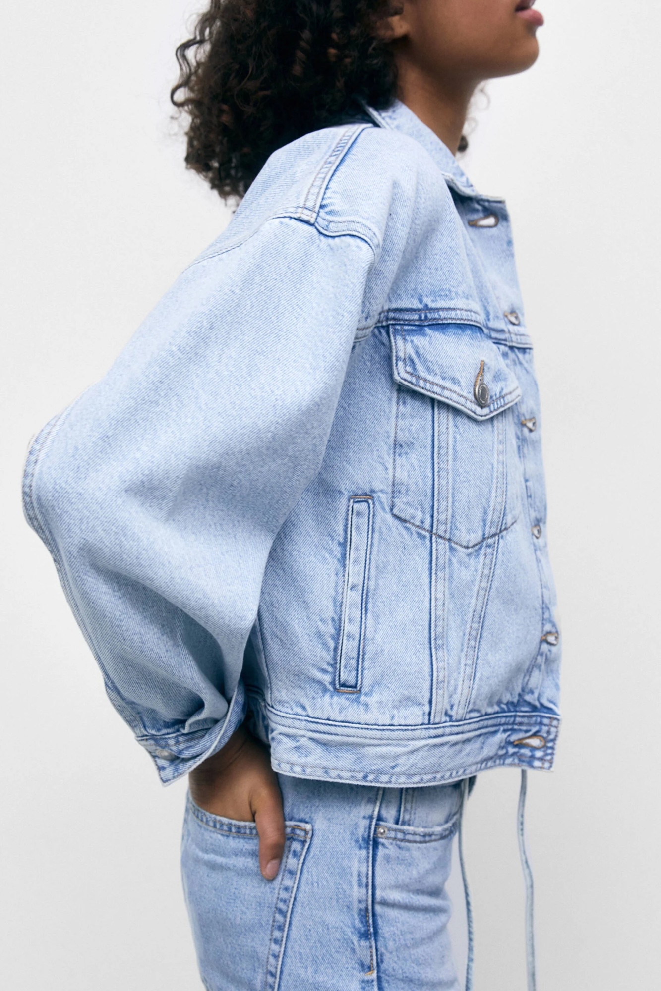 Geaca de blugi oversize, Albastru deschis - eMAG.ro