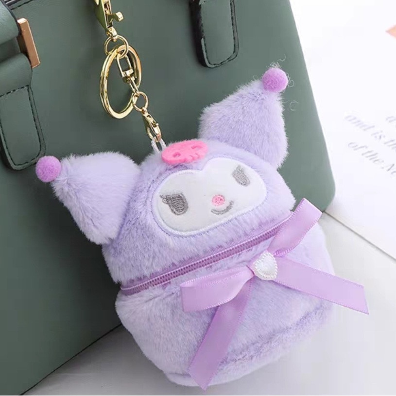 Breloc de plus, geanta mini, Kuromi, violet, 11 cm, poliester - eMAG.ro