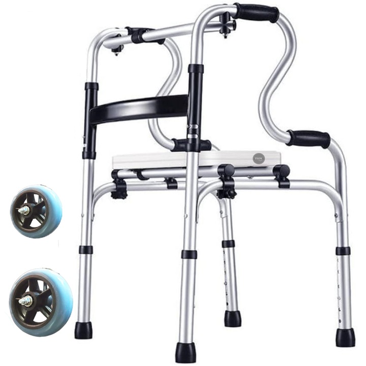 Cadru de Mers Curbat cu Roti Sezut Reglabil Inaltime Pliabil ...