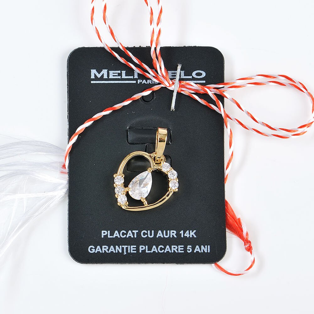 Pandantiv placat cu aur contur inima, Meli Melo Paris - eMAG.ro